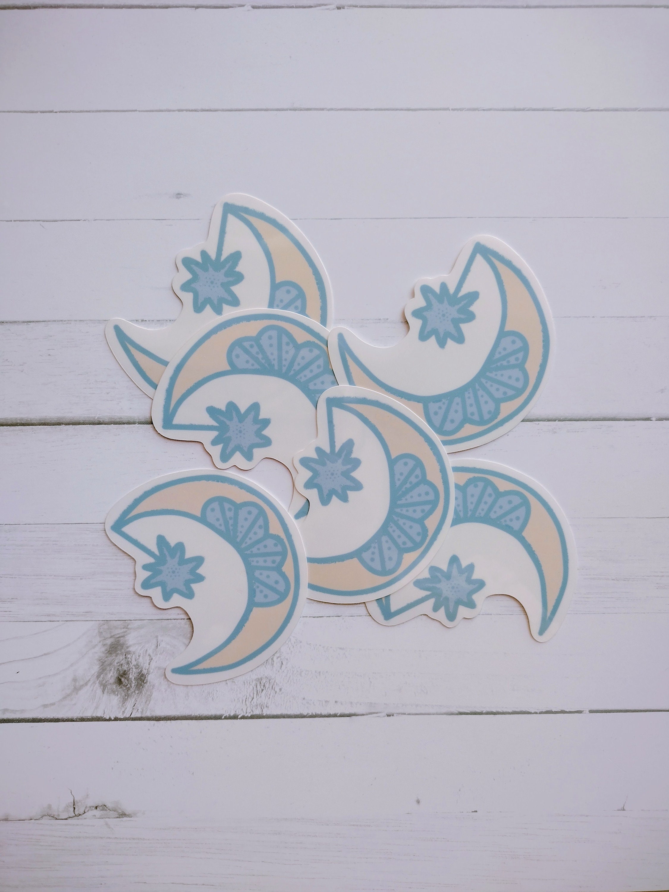 Moon Sticker Crescent Moon Decal Celestial Scrapbook - Etsy