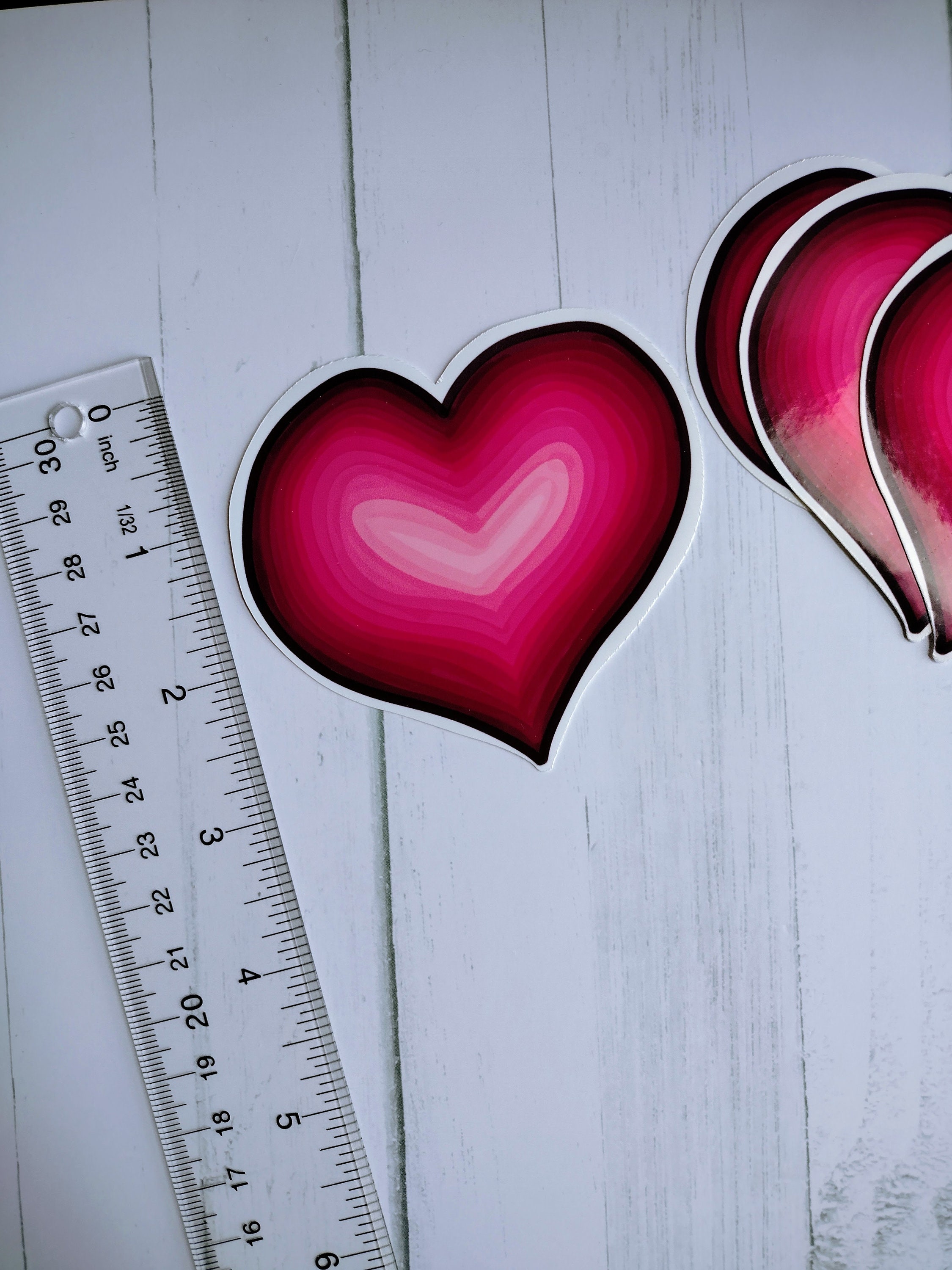 Pink Heart Sticker Ombre Die Cut Decal Unique Stationery - Etsy