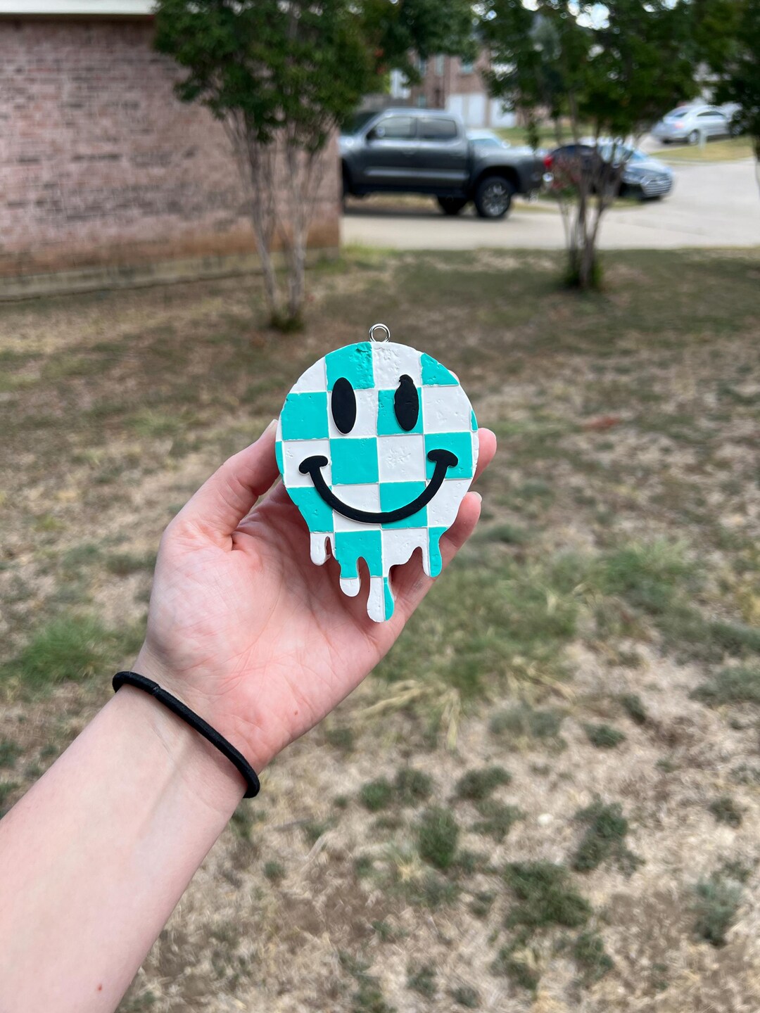 Checkered Smiley Drip Face Freshie - Etsy