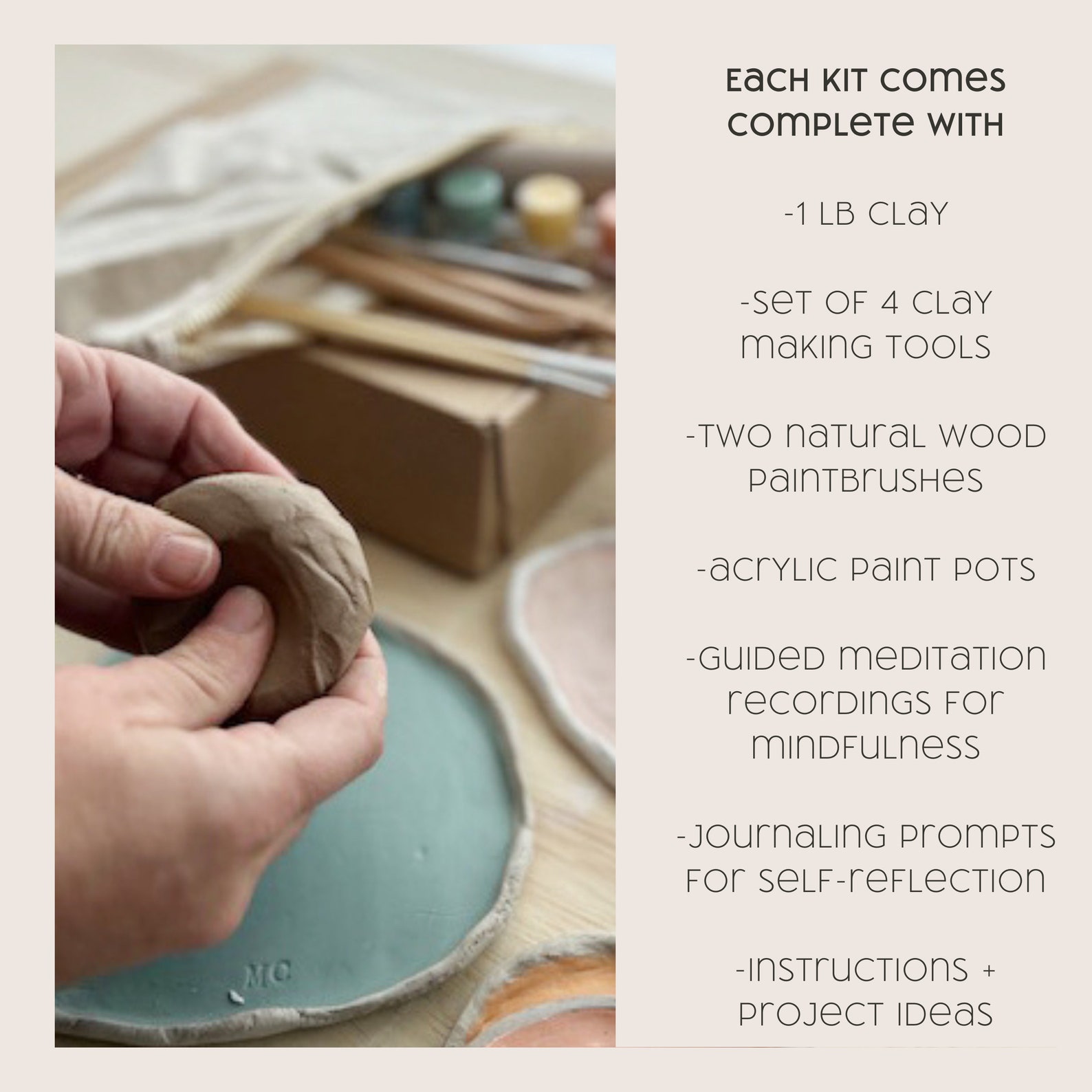 Deluxe Meditative Art Air Dry Clay Kit + Meditations and Journaling ...