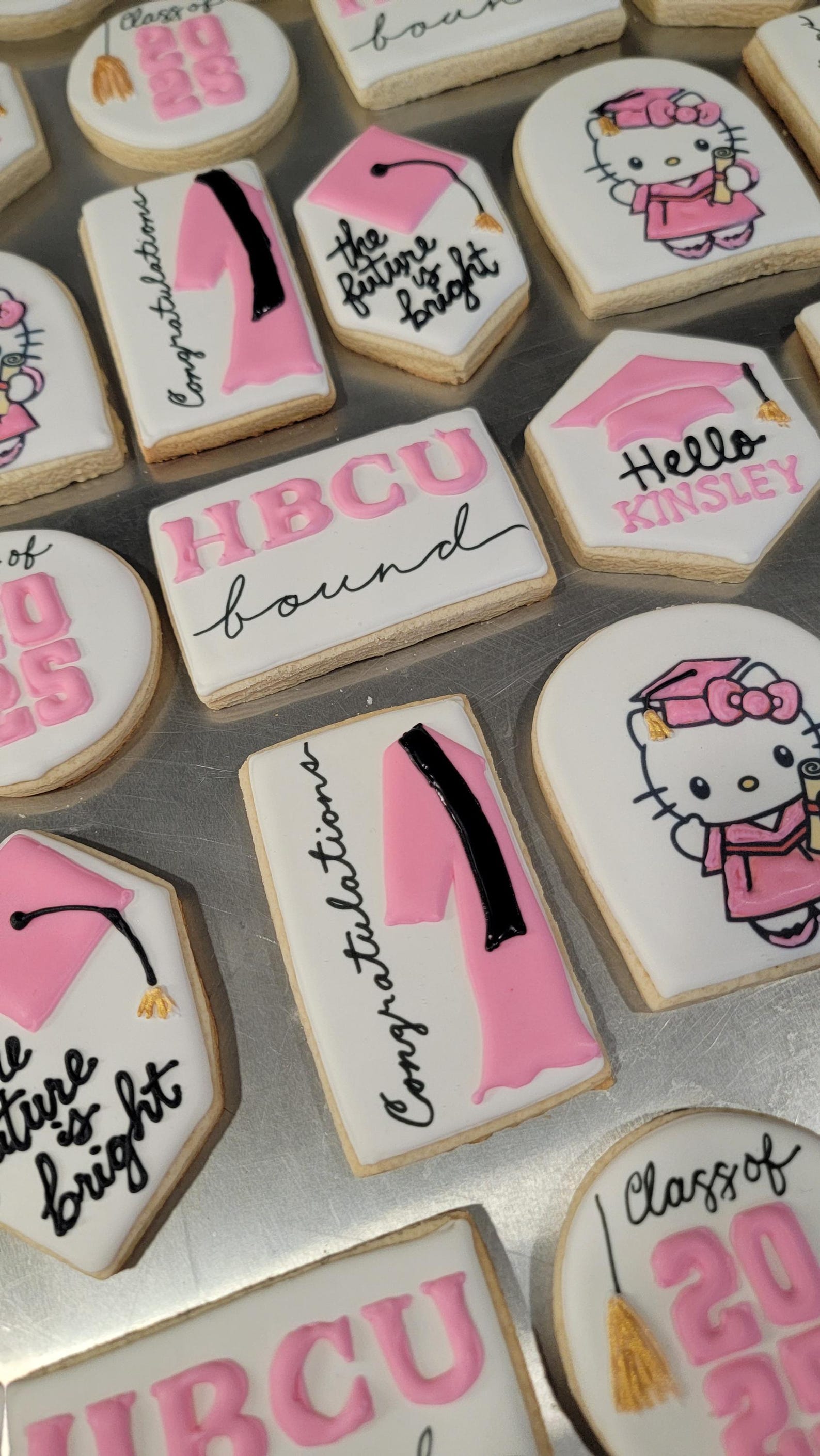 Kitty Inspired Graduation Cookies | Class of 2026 | Pink Party | Custom ...