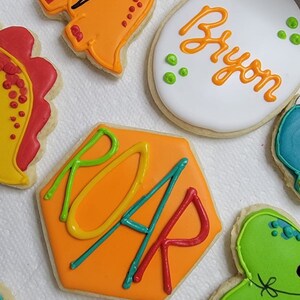 1 Dozen Colorful Dinosaur Cookies - Etsy
