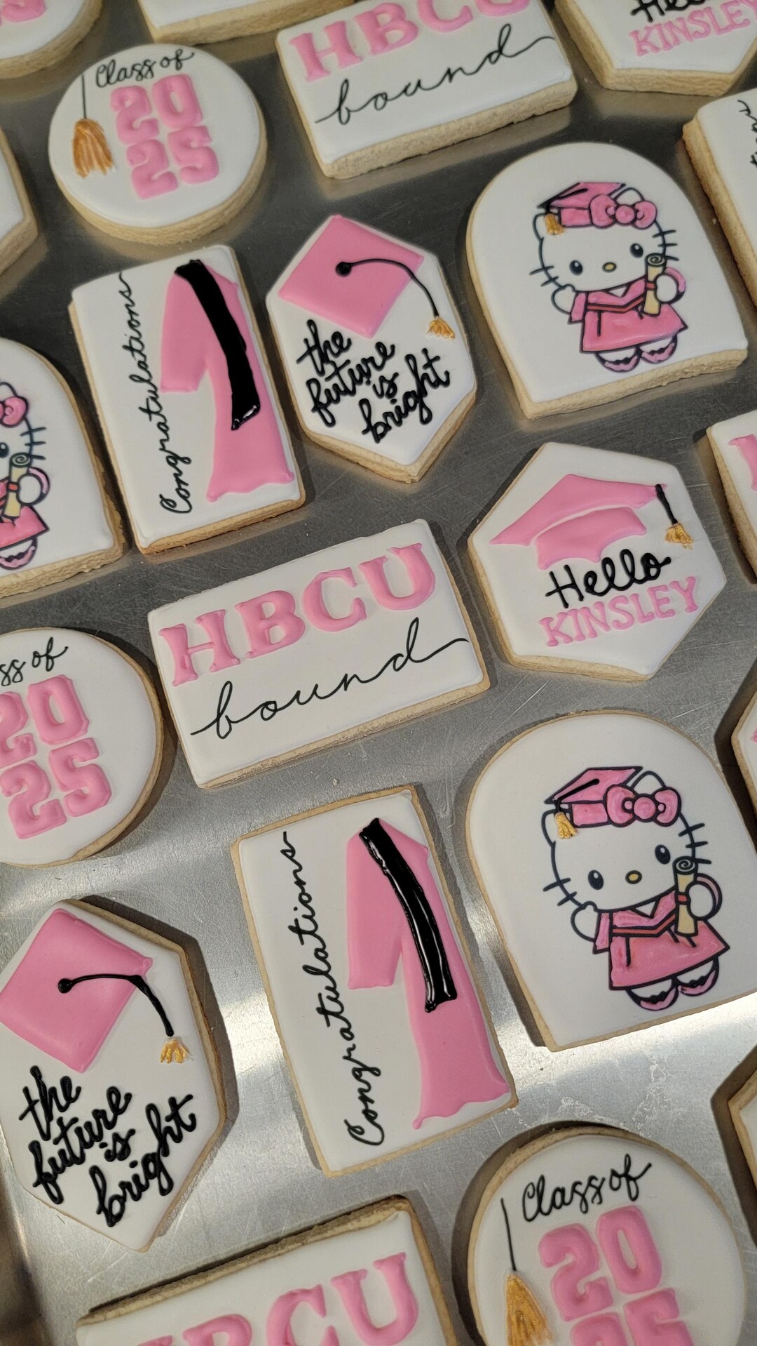 Kitty Inspired Graduation Cookies | Class of 2026 | Pink Party | Custom ...