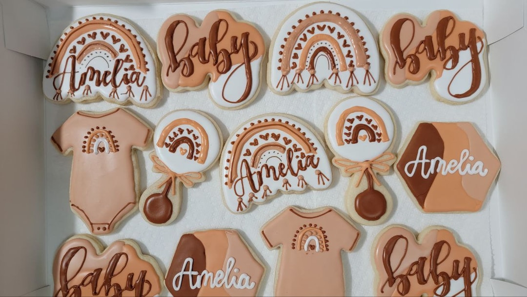 1 Dozen Rainbow Boho Babyshower Cookies - Etsy