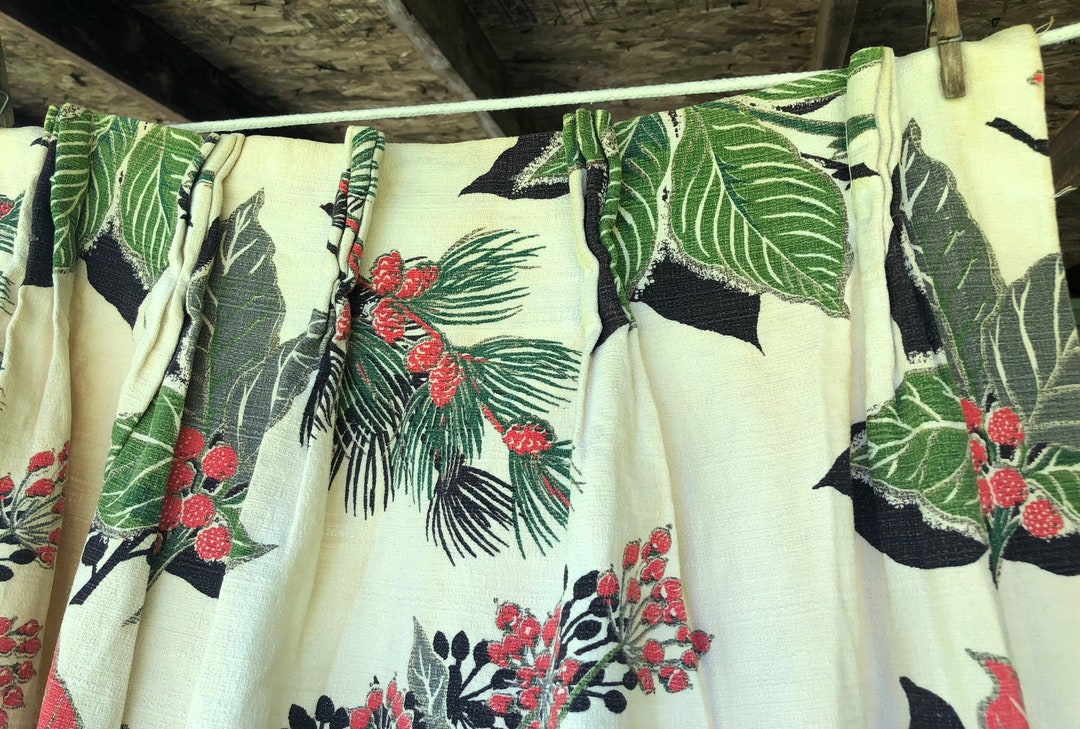 Barkcloth Curtain Panel - Etsy