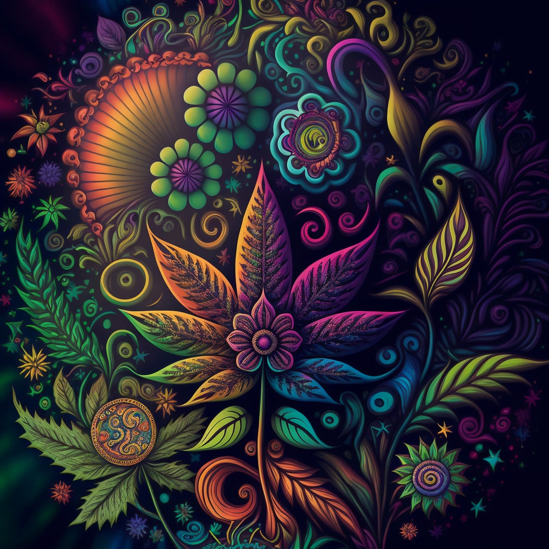3D Psychedelic Cannabis Background 5 Designs - Etsy