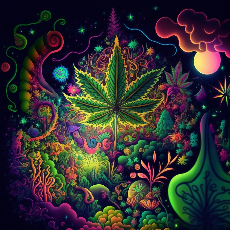 3D Psychedelic Cannabis Background 5 Designs - Etsy