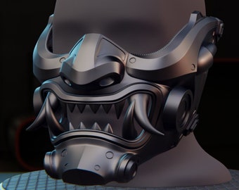 Dark Samurai Oni Mask - Digital STL File for 3D Printing - Hannya ...