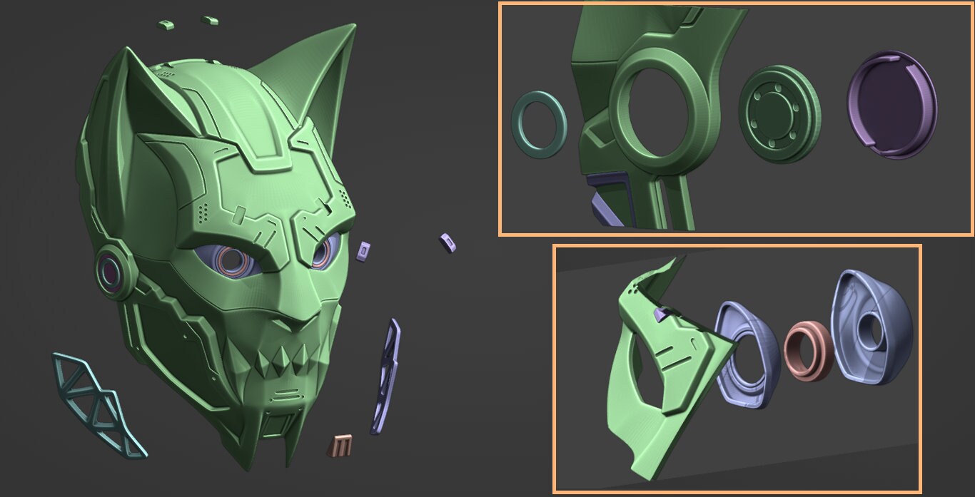 CYBER CAT V2- Cosplay Mask - Digital STL File for 3d-printing - Etsy