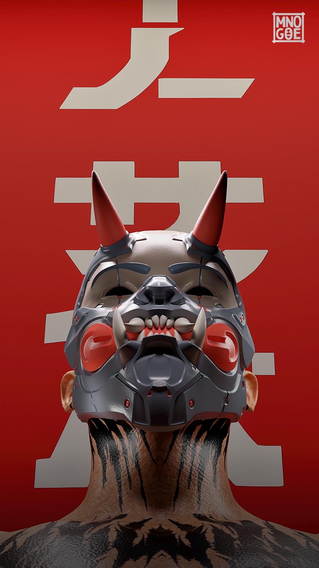 Cyber Oni Mask STL File – Printable Demon Mask for Cosplay or Display ...