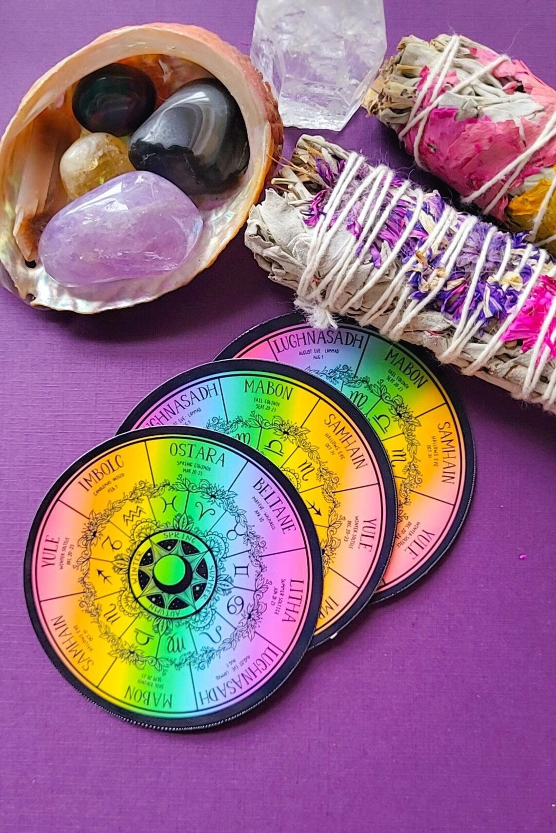 Wiccan Wheel Sticker Wiccan Holidays Rainbow Yule Imbolc - Etsy