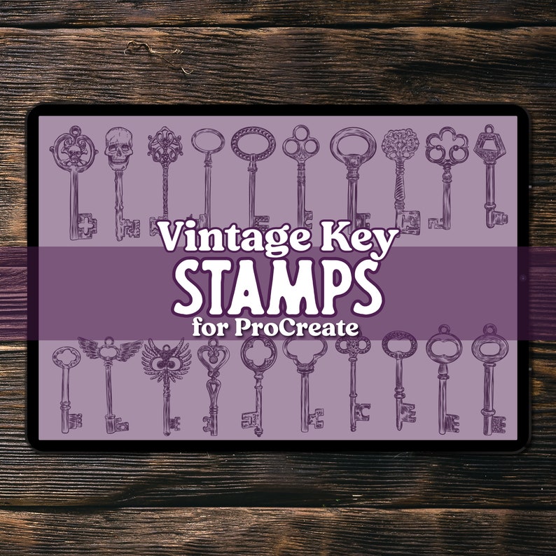 Vintage Key Stamps for Procreate Instant Digital Download Heart, Skull ...