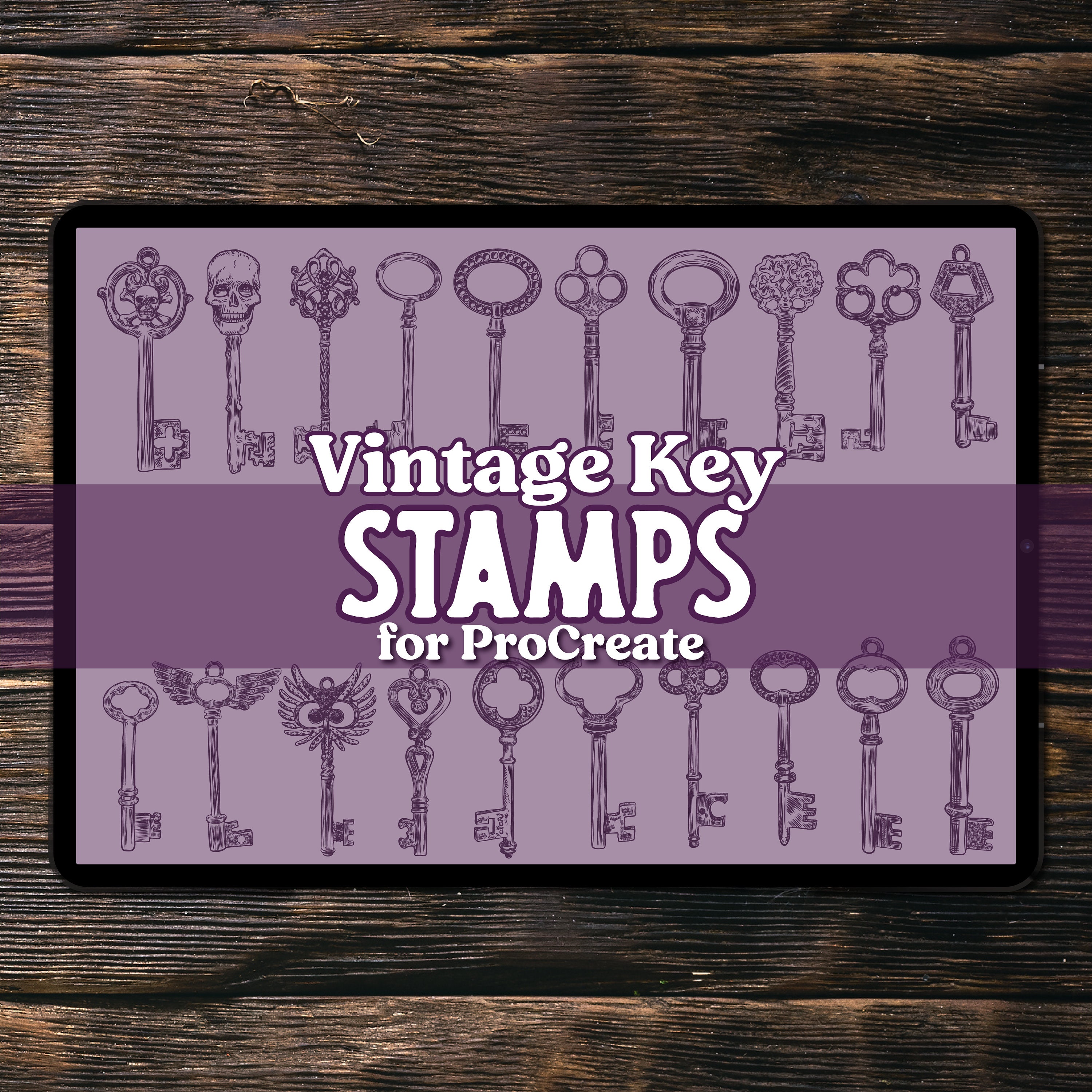 Vintage Key Stamps for Procreate Instant Digital Download Heart, Skull ...