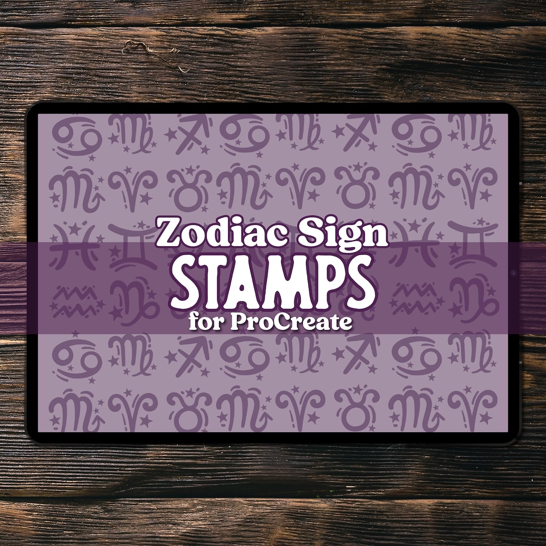 Zodiac Sign Stamps for Procreate | Instant Digital Download | Whimsical ...
