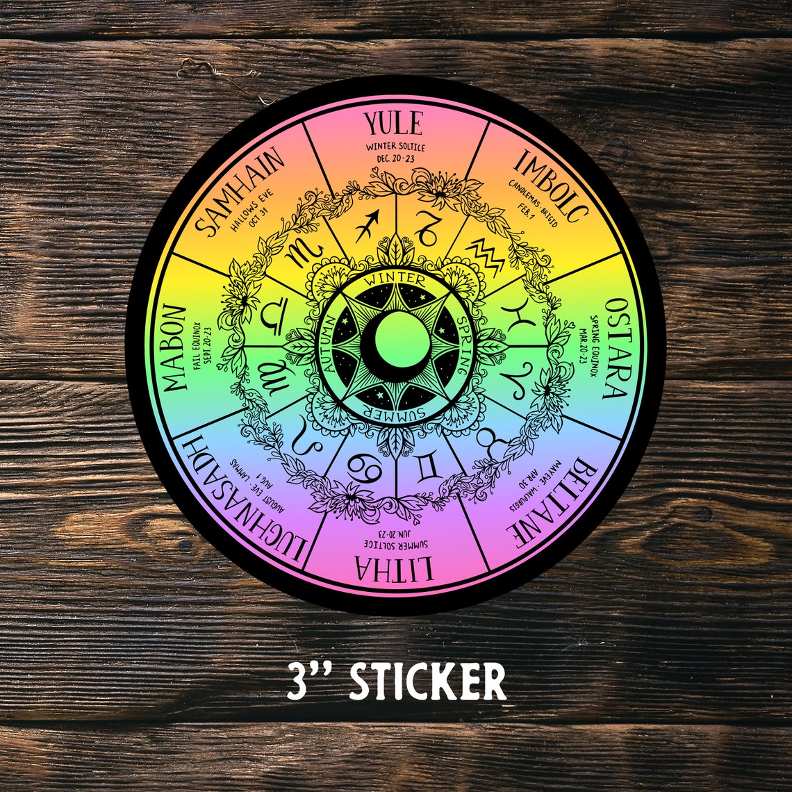 Wiccan Wheel Sticker Wiccan Holidays Rainbow Yule Imbolc - Etsy