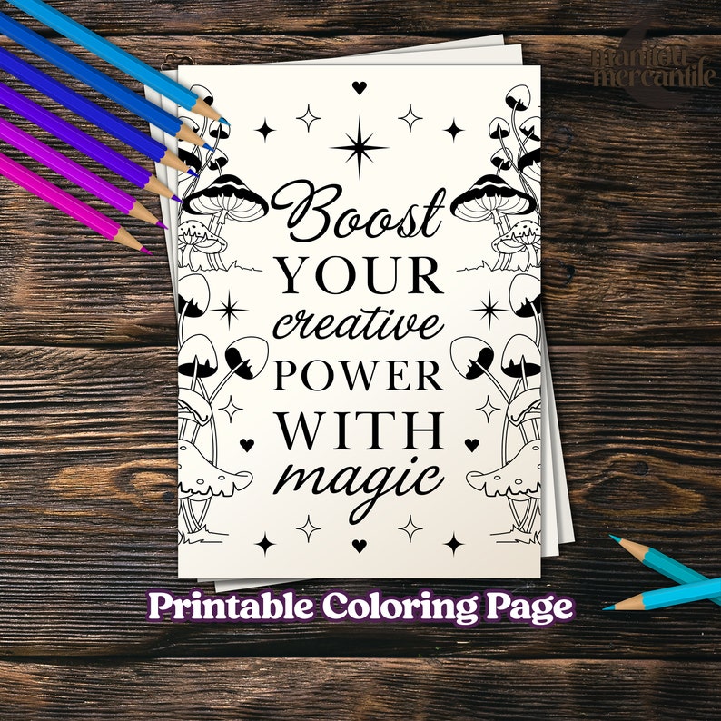 5 Witchy Printable Coloring Book Pages | Witchy, Magical, Mushrooms ...