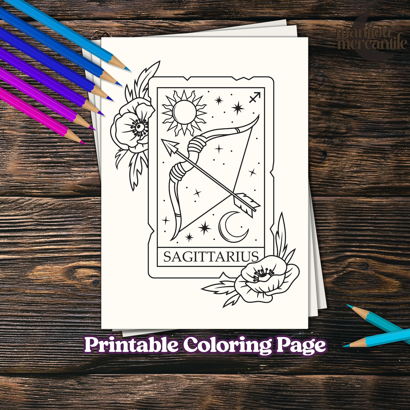 Sagittarius Zodiac Astrology Printable Coloring Book Page | Archer ...