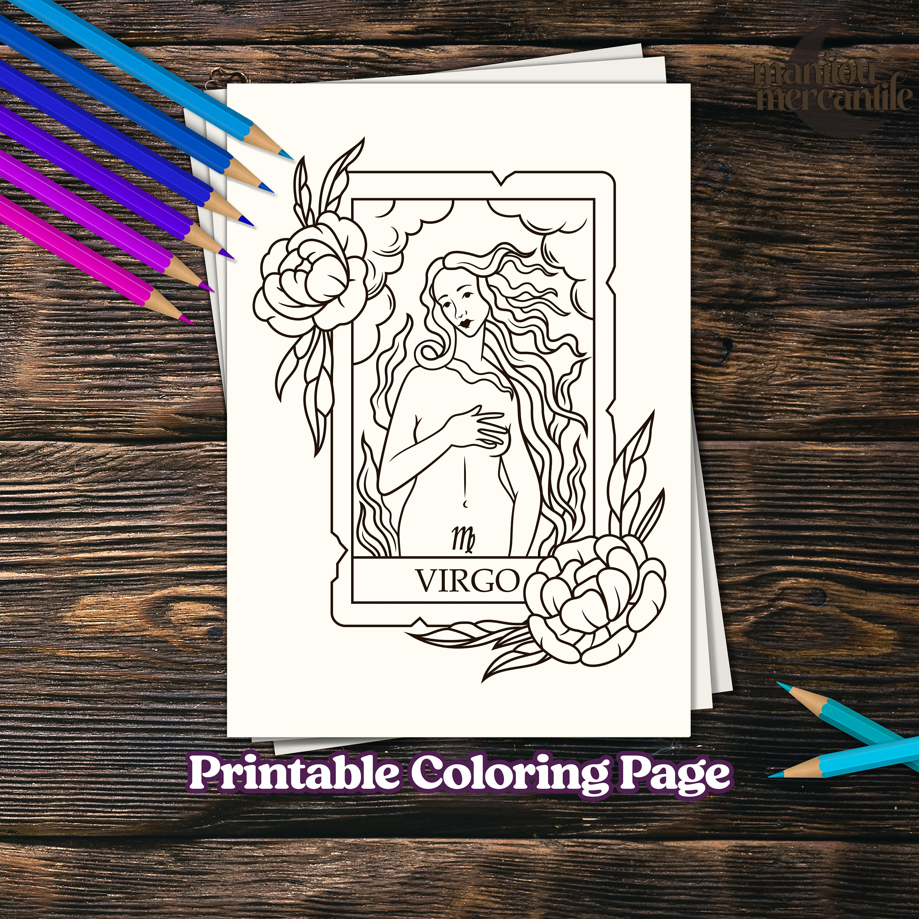 Virgo Zodiac Printable Coloring Book Page | August and September ...