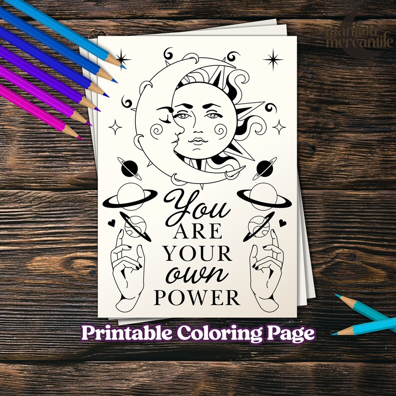 5 Witchy Printable Coloring Book Pages | Witchy, Magical, Mushrooms ...