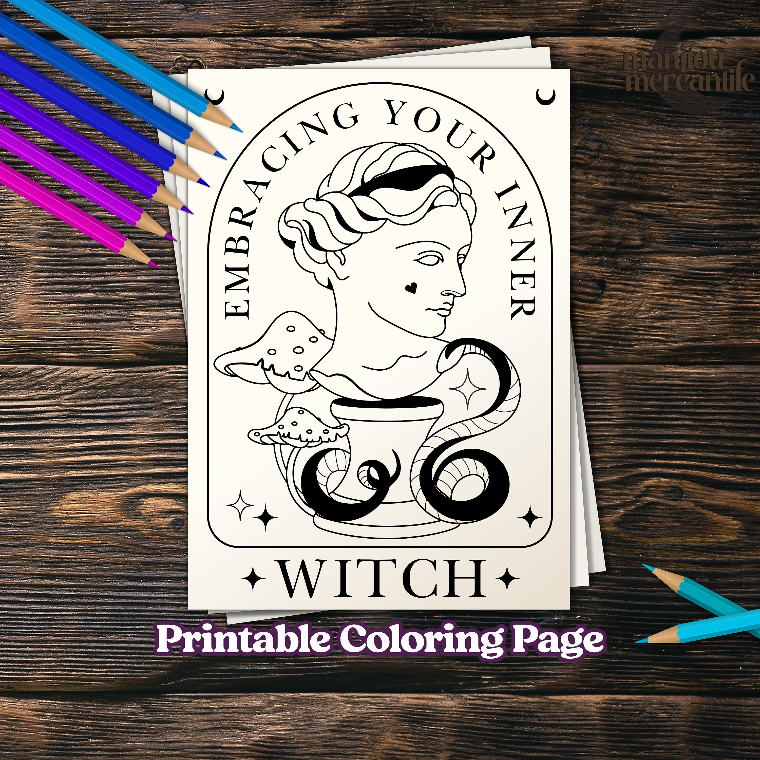 5 Witchy Printable Coloring Book Pages Witchy Magical - Etsy