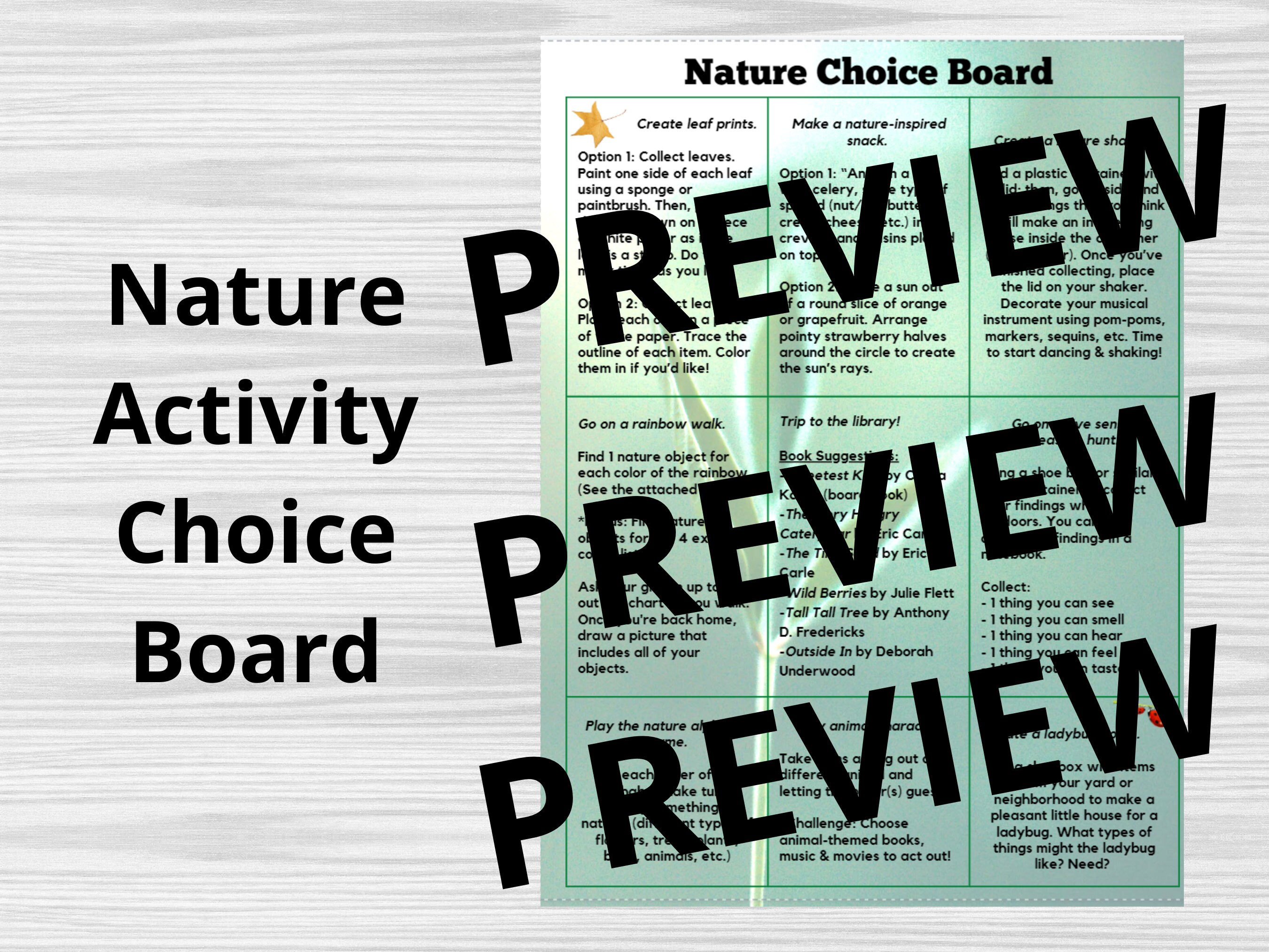 Nature Activities, Choice Board Chart, Kids Arts and Crafts, Home ...