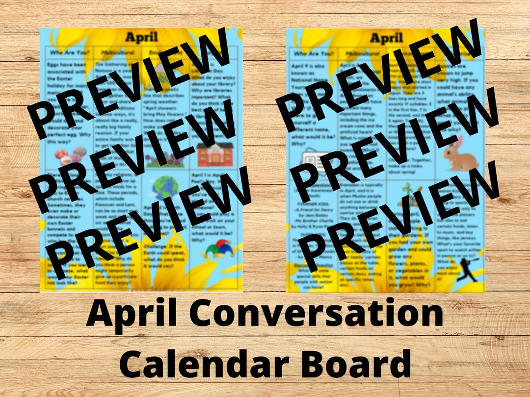 April Questions-family Conversation Starters-kids Monthly Choice Board ...
