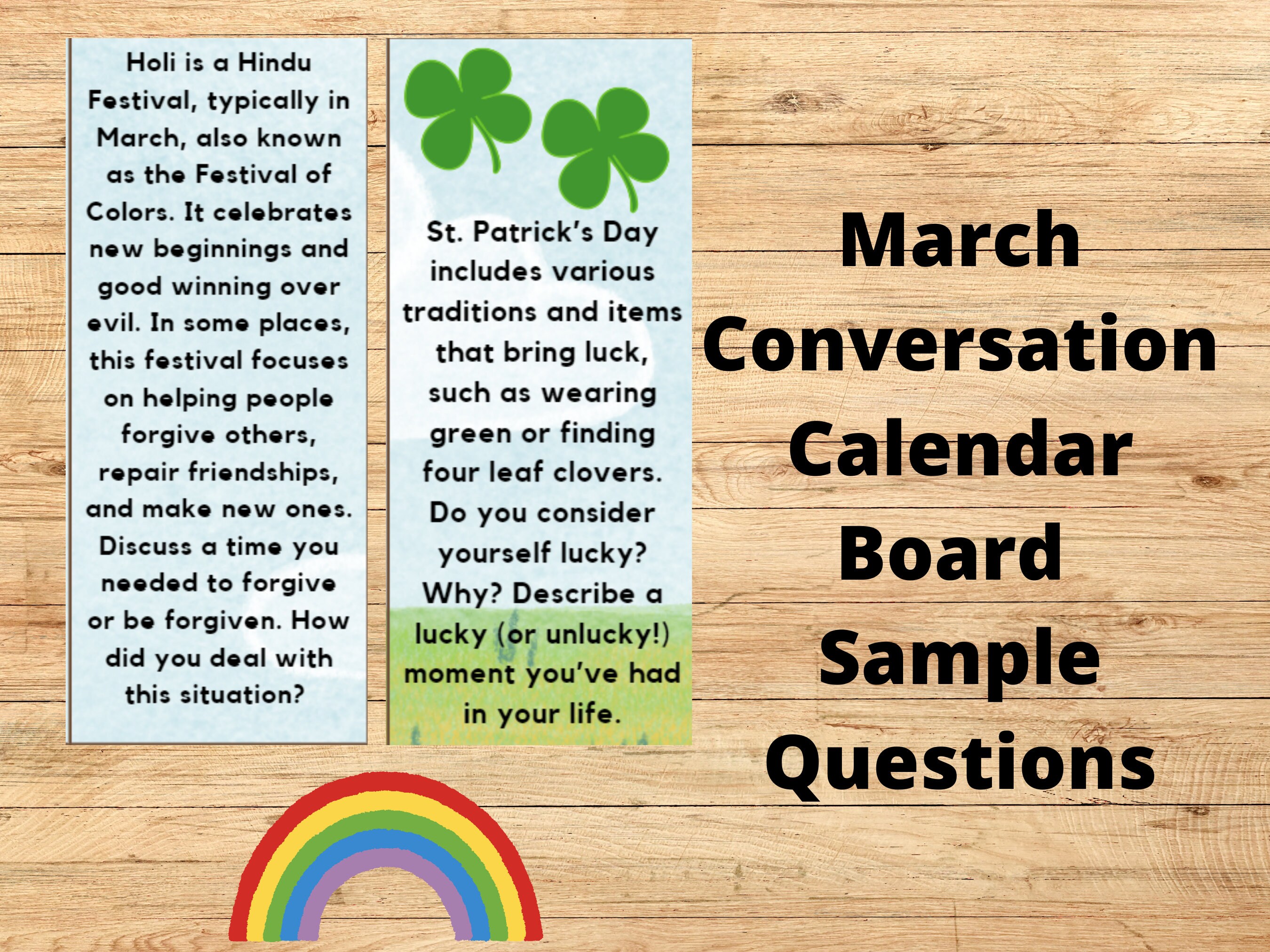 March Questions-family Conversation Starter-kids Monthly Choice Board ...