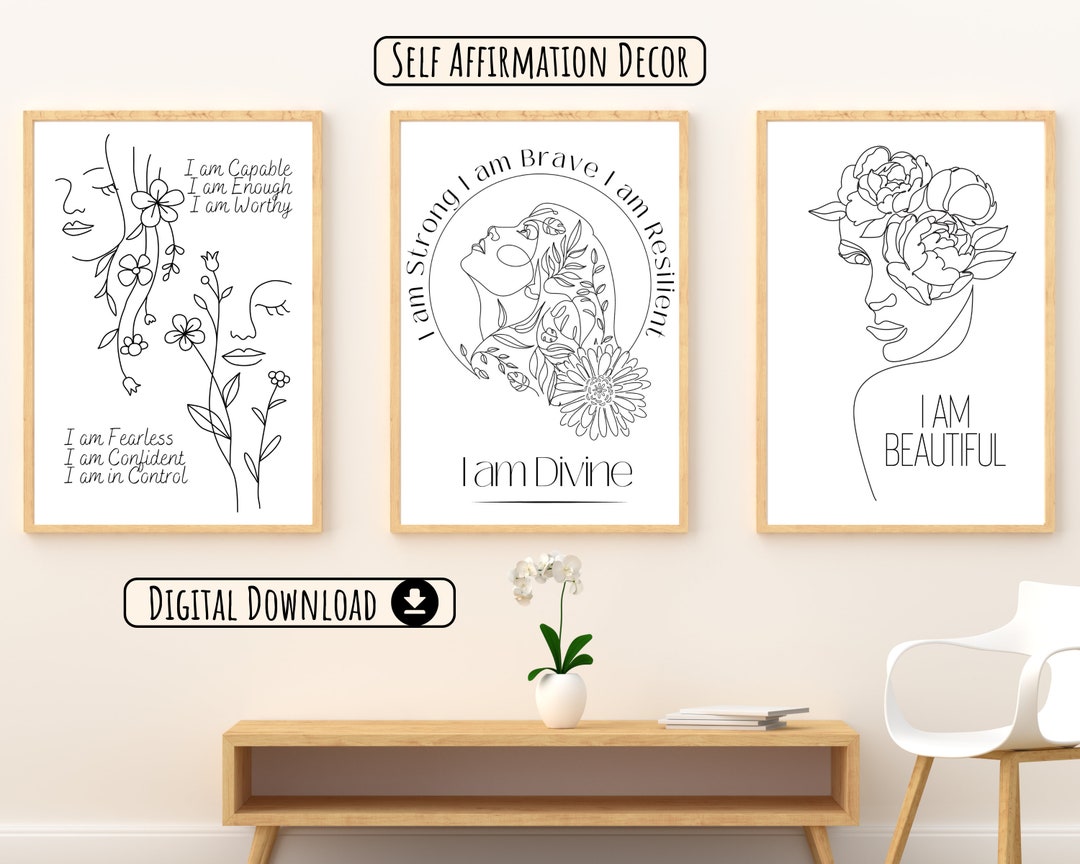 Women Affirmations Line Art Printable I Am Divine - Etsy