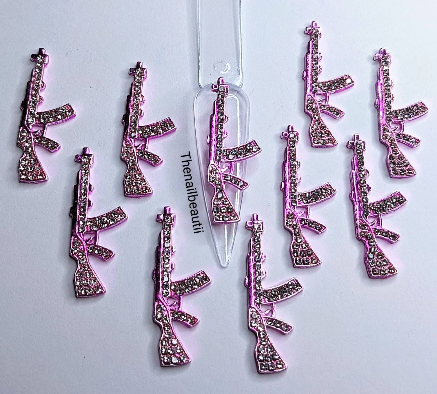 Purple/hot Pink Bling Gun Nail Charms 10 Pcs for Xl Nails - Etsy