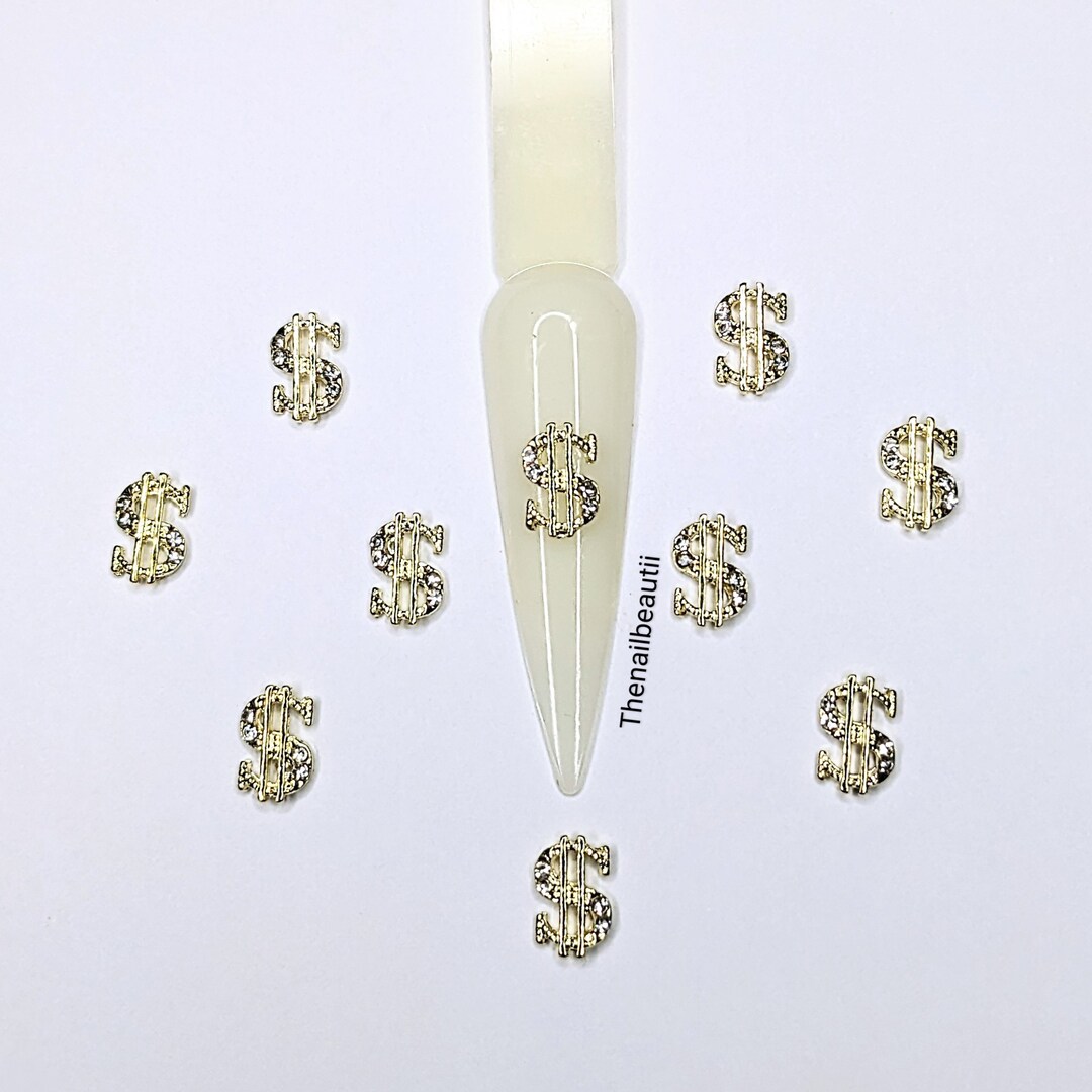 Gold Bling Dollar Sign Nail Charms 10pcs - Etsy