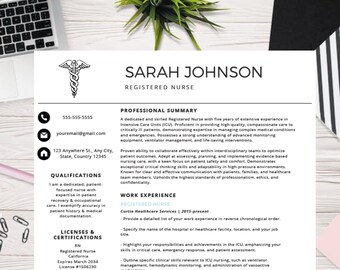 Nursing Resume Template : Word Document .docx - Etsy