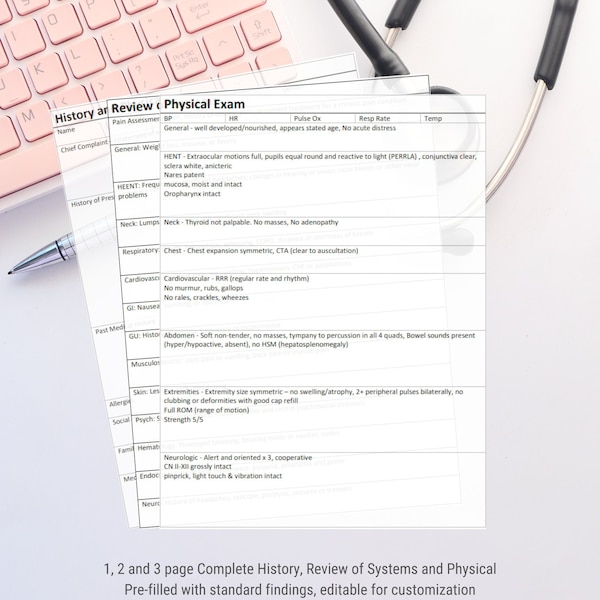Med Student History and Physical Template - Etsy
