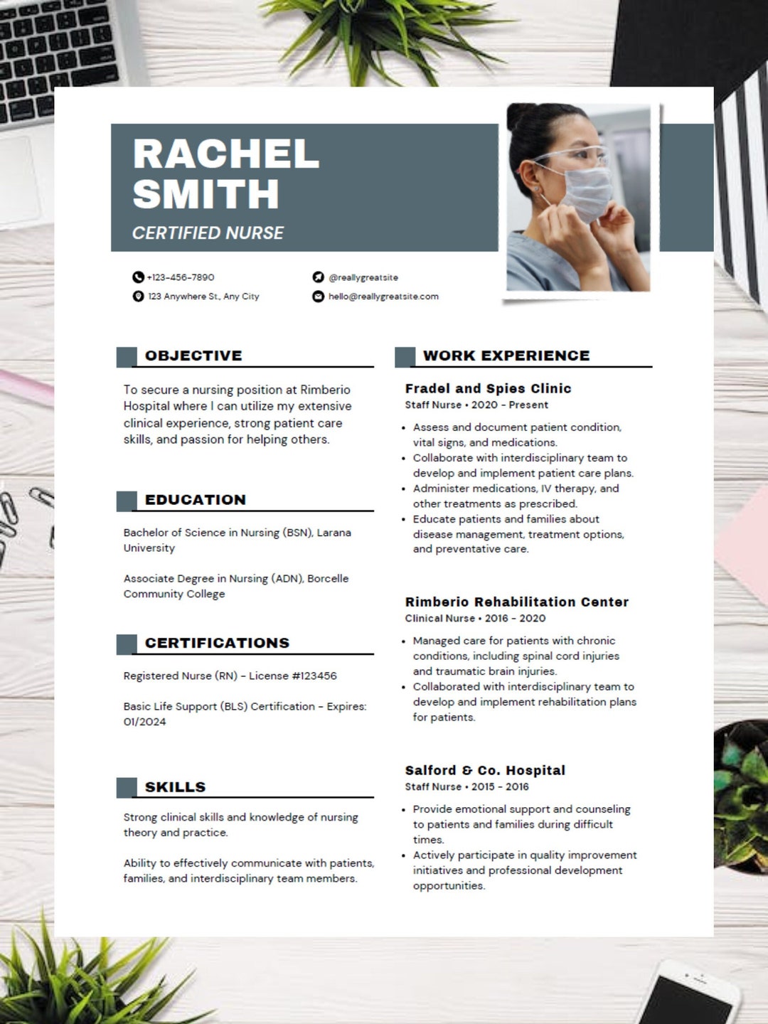 Travel Nurse Resume Template for Google Docs, Word Registered Nurse ...