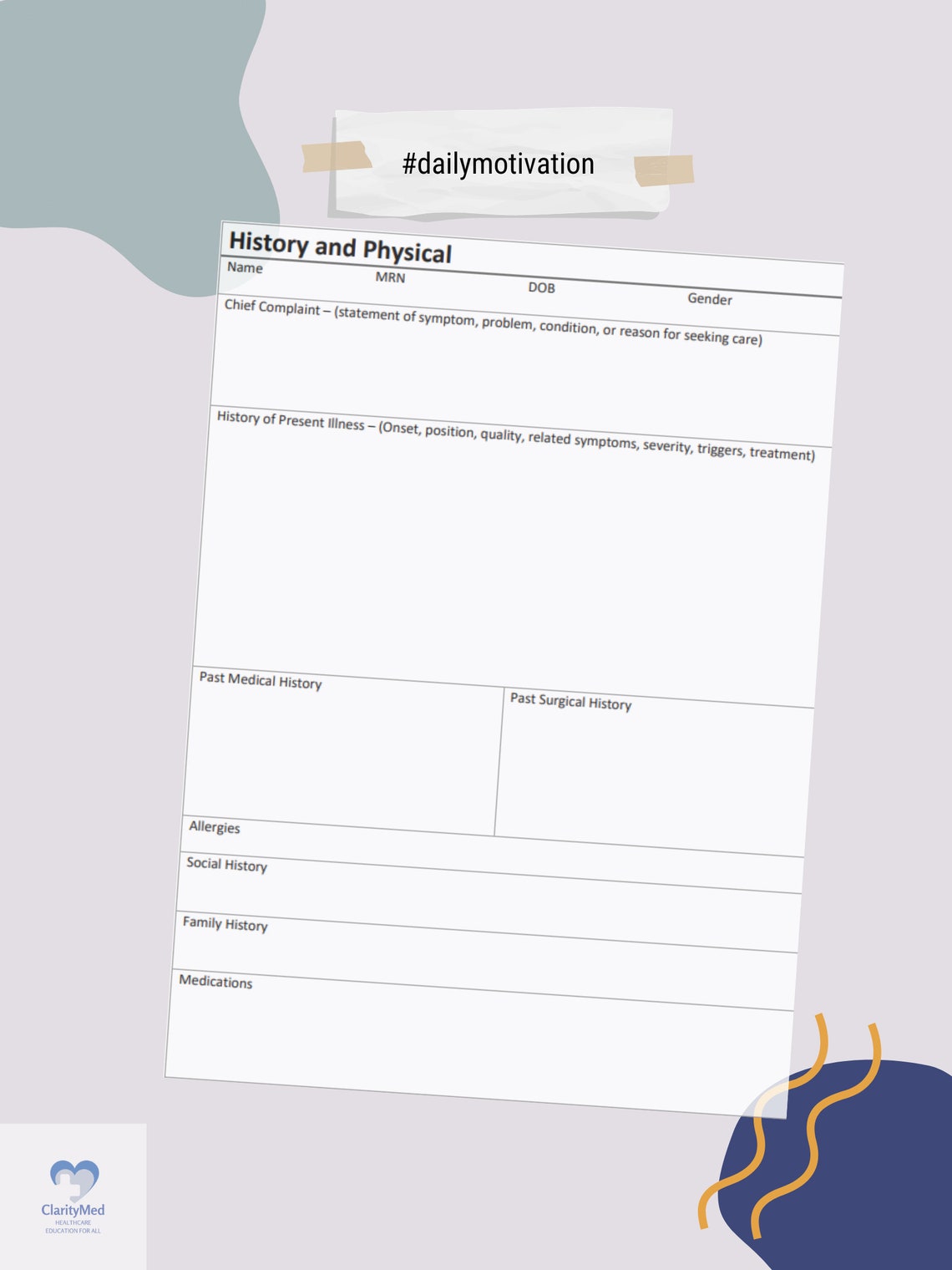 History and Physical Template for Caregivers | Nurse Practitioners ...