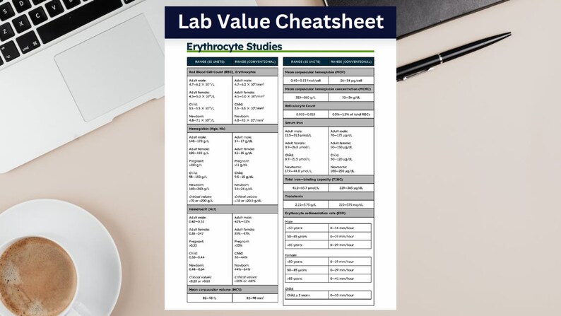 The Complete NCLEX Lab Value Study Cheat Sheets (9 Pages!!!) - All Labs | NGN - RN Study Guide ...