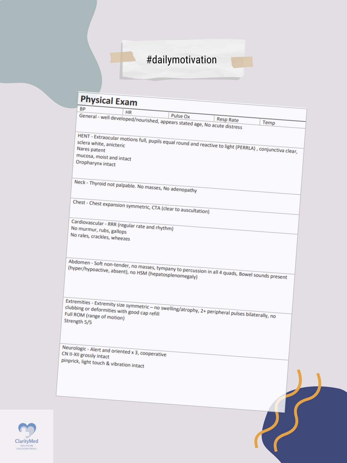 History and Physical Template for Caregivers | Nurse Practitioners ...