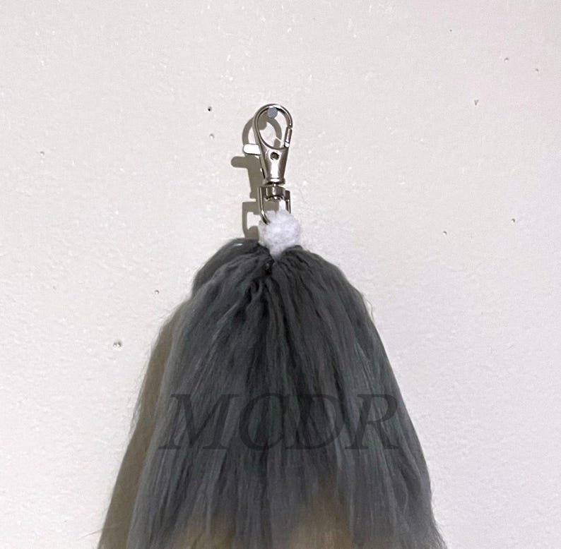 Yarn Tail Tan & White furry Therian Animal Wolf Cat Fox Cosplay Costume ...