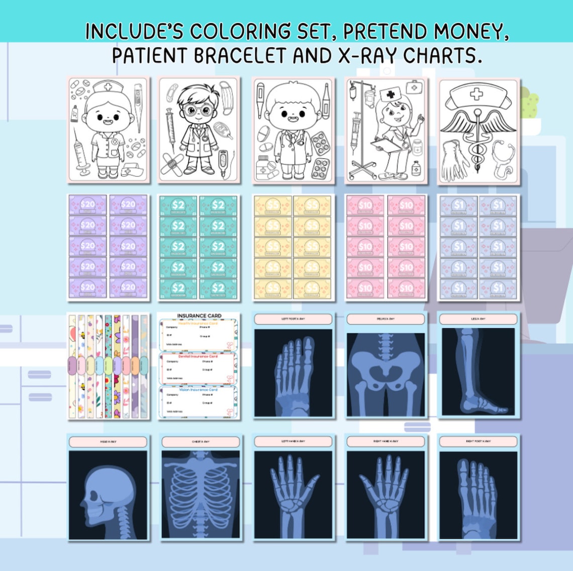 Doctor's Office Pretend Play Printable: Medical Role-play (PDF Pattern ...