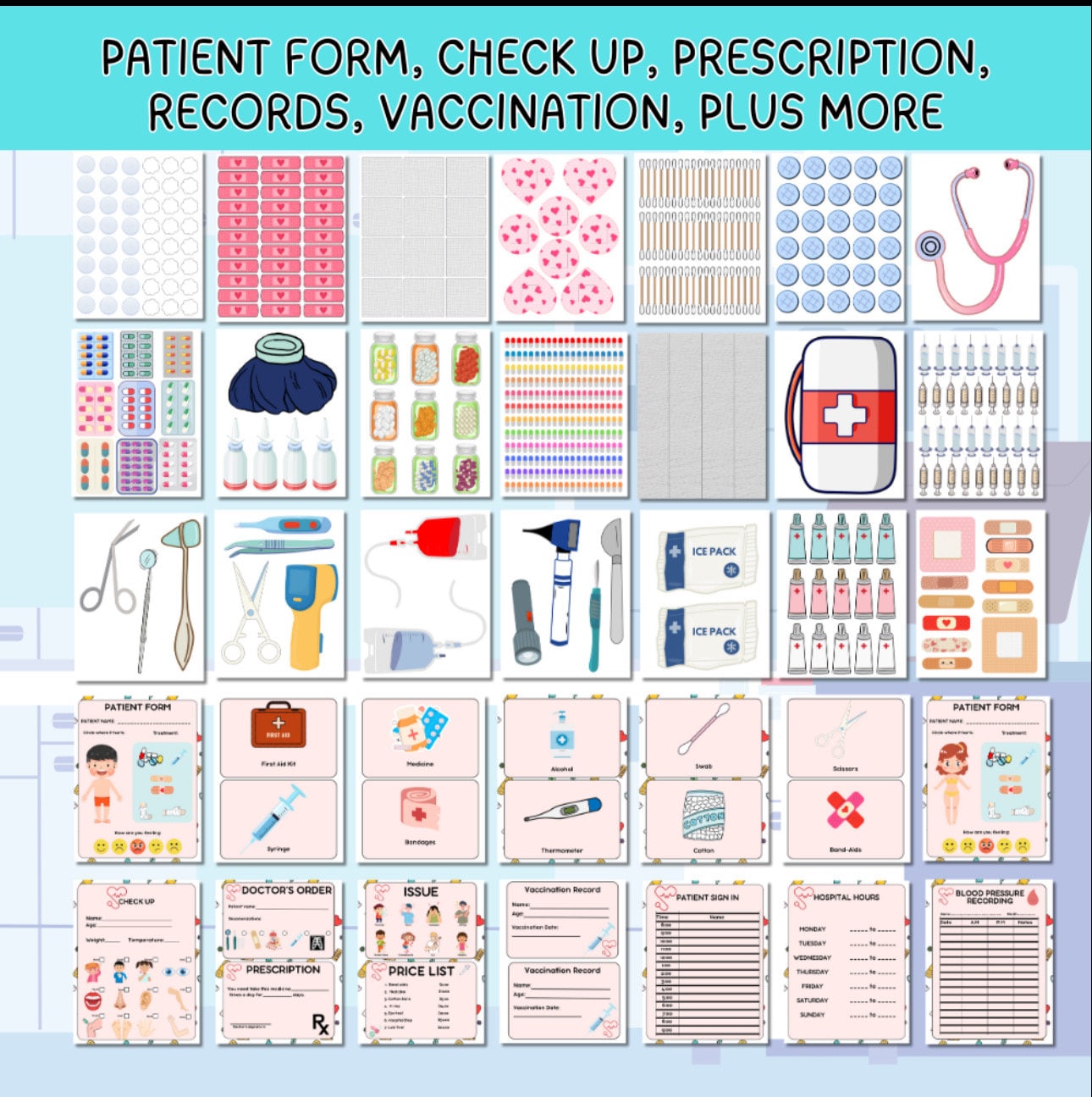 Doctor's Office Pretend Play Printable: Medical Role-play (PDF Pattern ...
