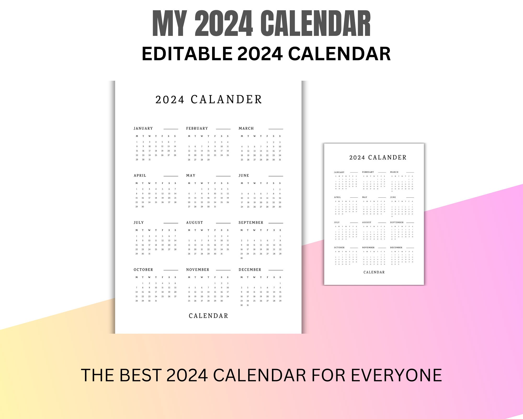 Editable 2024 Monthly Calendar, Back to School | Teacher Calendar ...