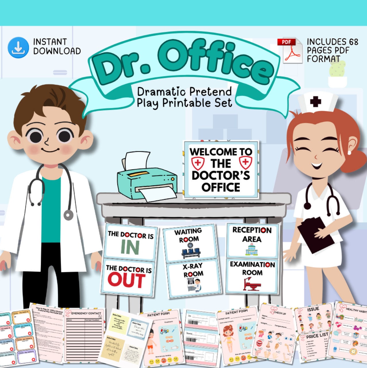 Doctor's Office Pretend Play Printable: Medical Role-play (PDF Pattern ...