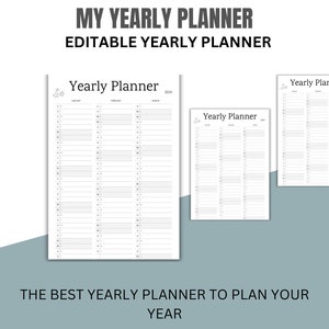 Open Dated Yearly Planner: Minimalist Black & White Design (instant ...