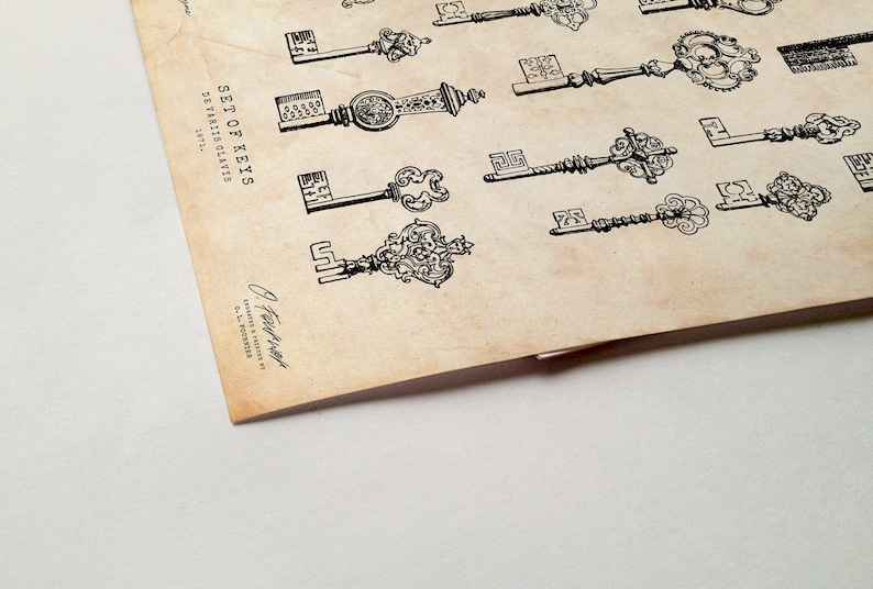 Skeleton Keys Print, Antique Wall Art, Victorian Decor, Locksmith Gift ...
