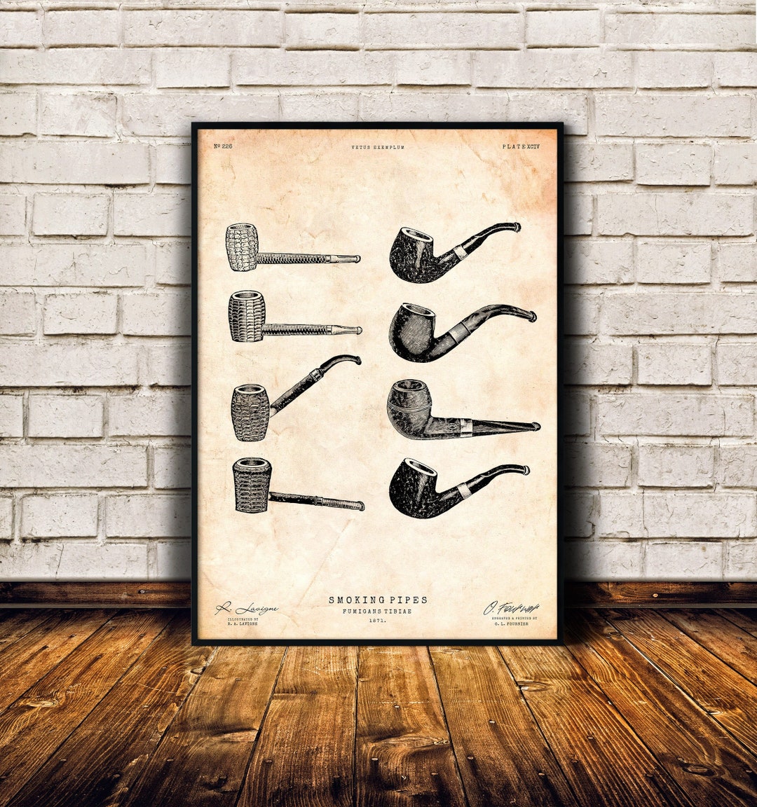 Smoking Pipes Print, Gentleman Wall Art, Father Gift, Vintage Poster ...