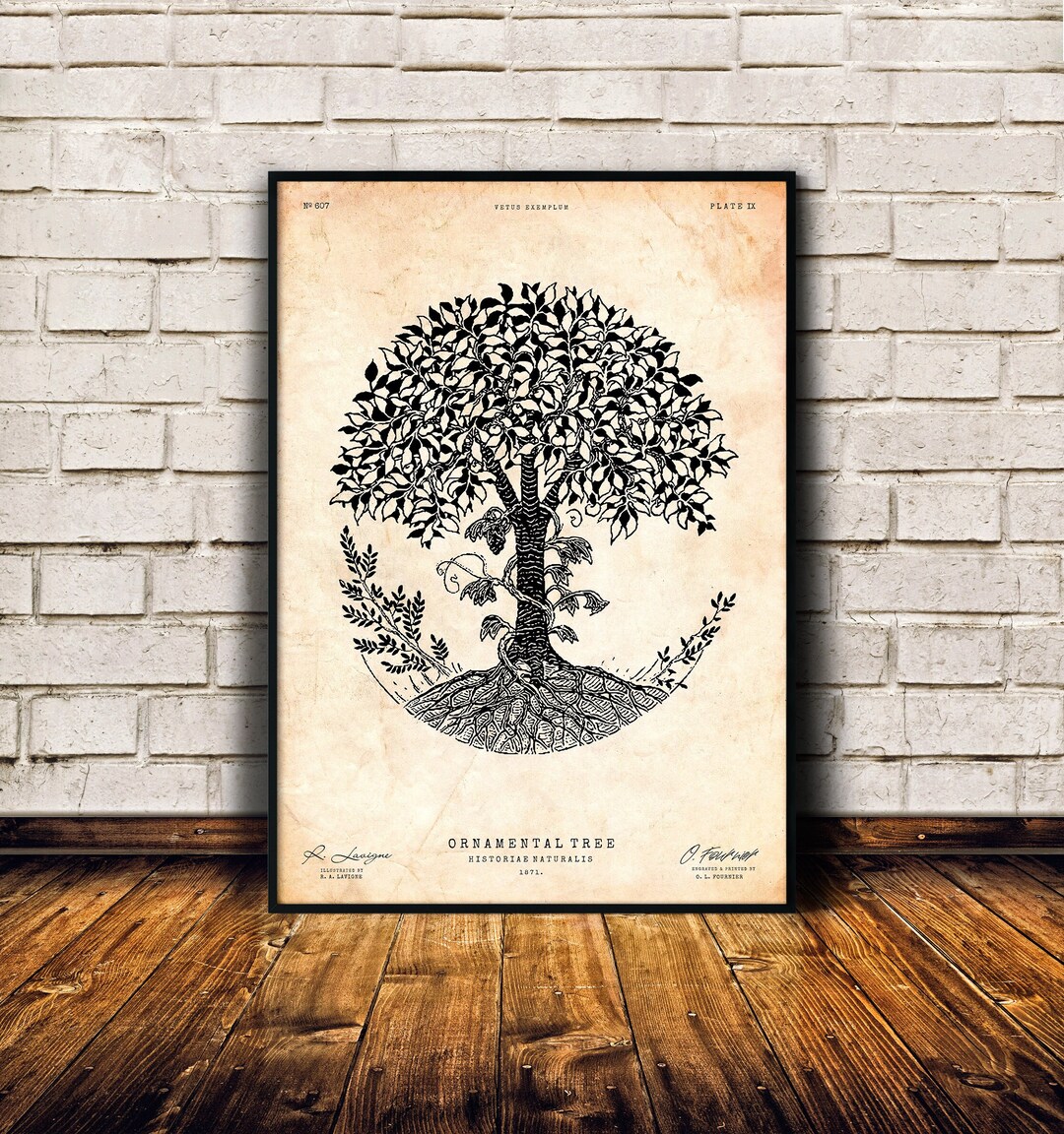 Tree of Life Print, Floral Print, Oak Tree Poster, Cabin Decor, Vintage ...
