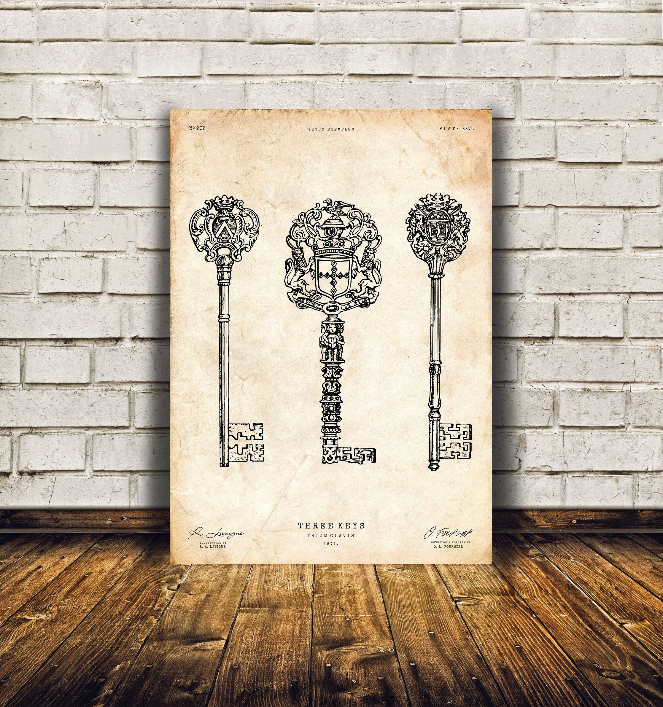 Skeleton Key Print Antique Decor Victorian Wall Art Giclée Etsy