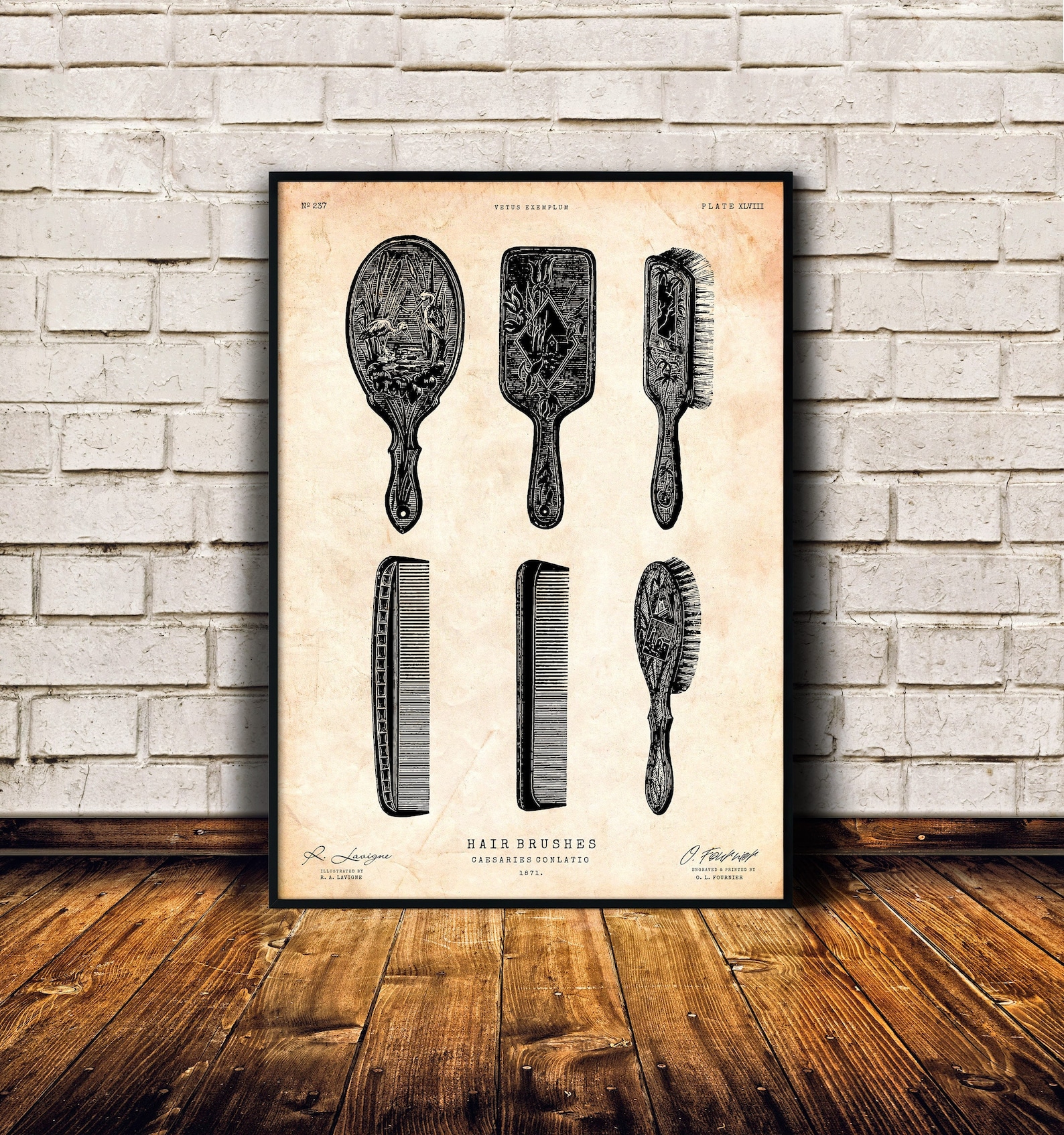 Vintage Hairbrush Print, Barbershop Decor, Hair Salon Wall Art ...
