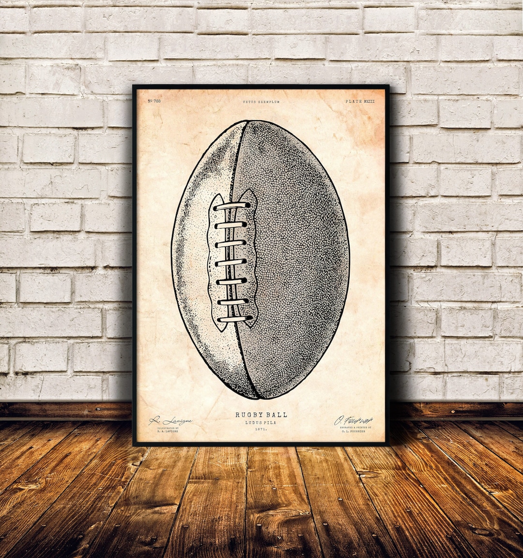 Rugby Print, Rugby Ball Poster, Sport Wall Art, Father Gift, Vintage ...