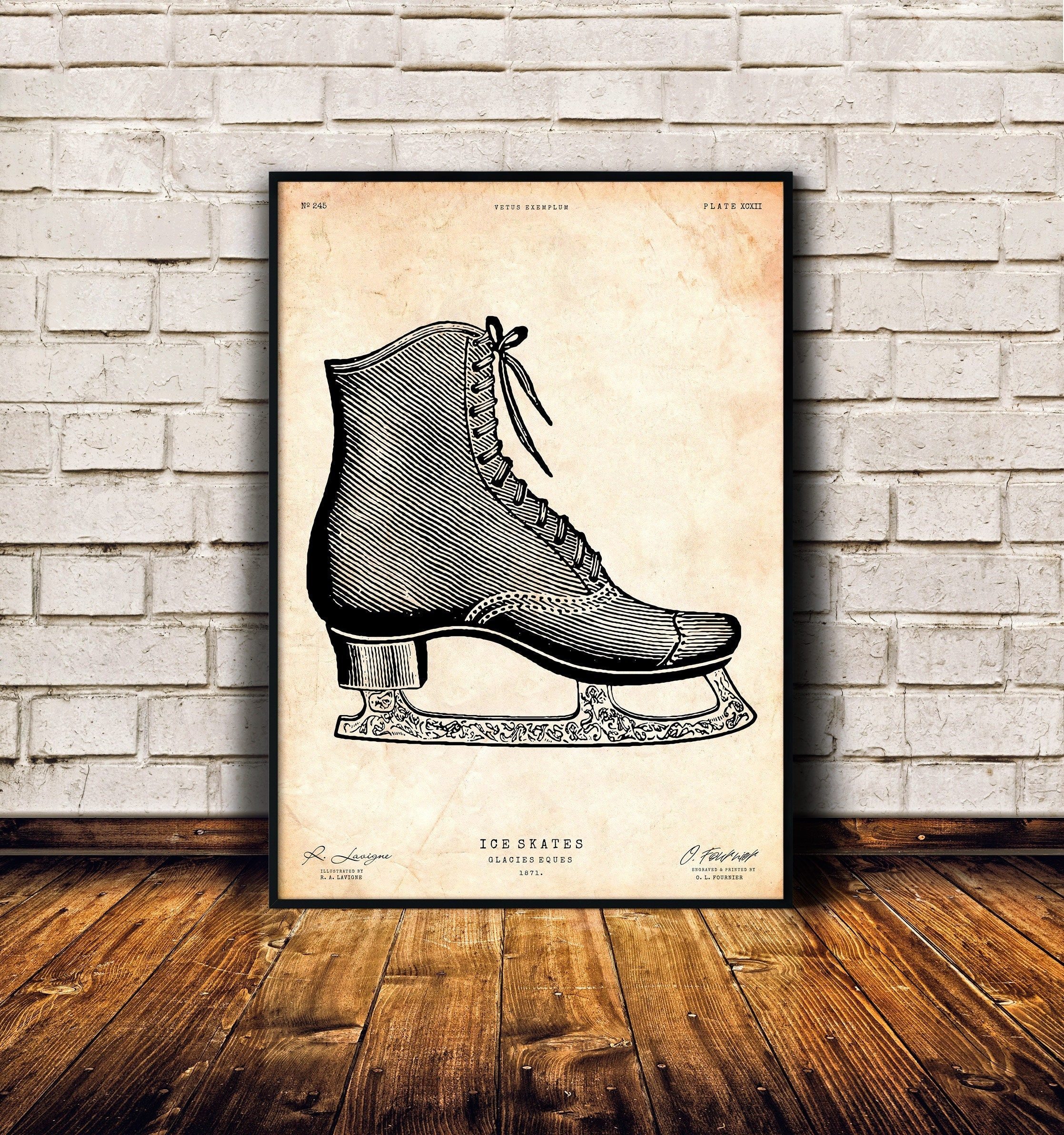 Ice Skates Drawing Hanging