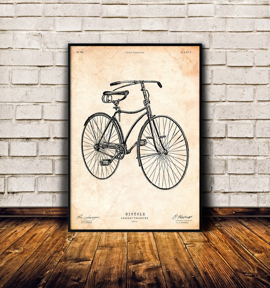 Vintage Bicycle Poster, Cyclist Art Print, Antique Wall Art, Workshop ...